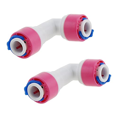 Check Valve ZZHXSM 2pcs 1/4" to 1/4" One Way Push Fit Elbow Quick Connect Check Valves Non Return RO Pure Water Reverse Osmosis System Plastic Pipe Connector