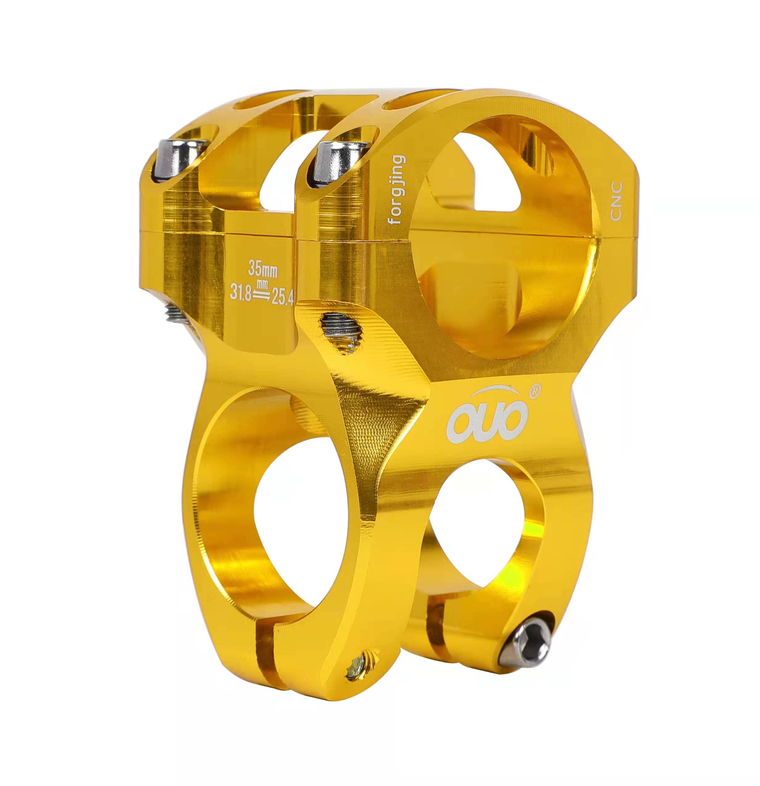 Bicycle Handlebar Stems 35MM Aluminum Alloy CNC Ultra Light Hollow Short Handlebar Riser for Most Bicycle, Road Bike, MTB, BMX, Fixie Gear, Cycling (Gold)