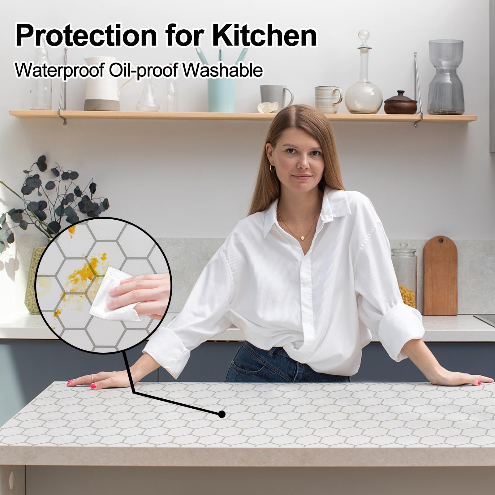 Drawer and Shelf Liner for Kitchen Cabinets: Non Adhesive, Non Slip, Thick Strong Grip Waterproof Washable for Kitchen Cabinets, Drawer, Fridge, Wire Shelving (Silver Geometry, 12 in × 10 FT)