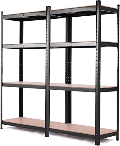 ERGOMASTER Storage Shelves Metal Garage Shelving Unit 4-Shelf Adjustable Heavy Duty Boltless Organizer Rack for Home Warehouse Pantry Office 64" W x 16" D x 63" H(Black,2Pack)