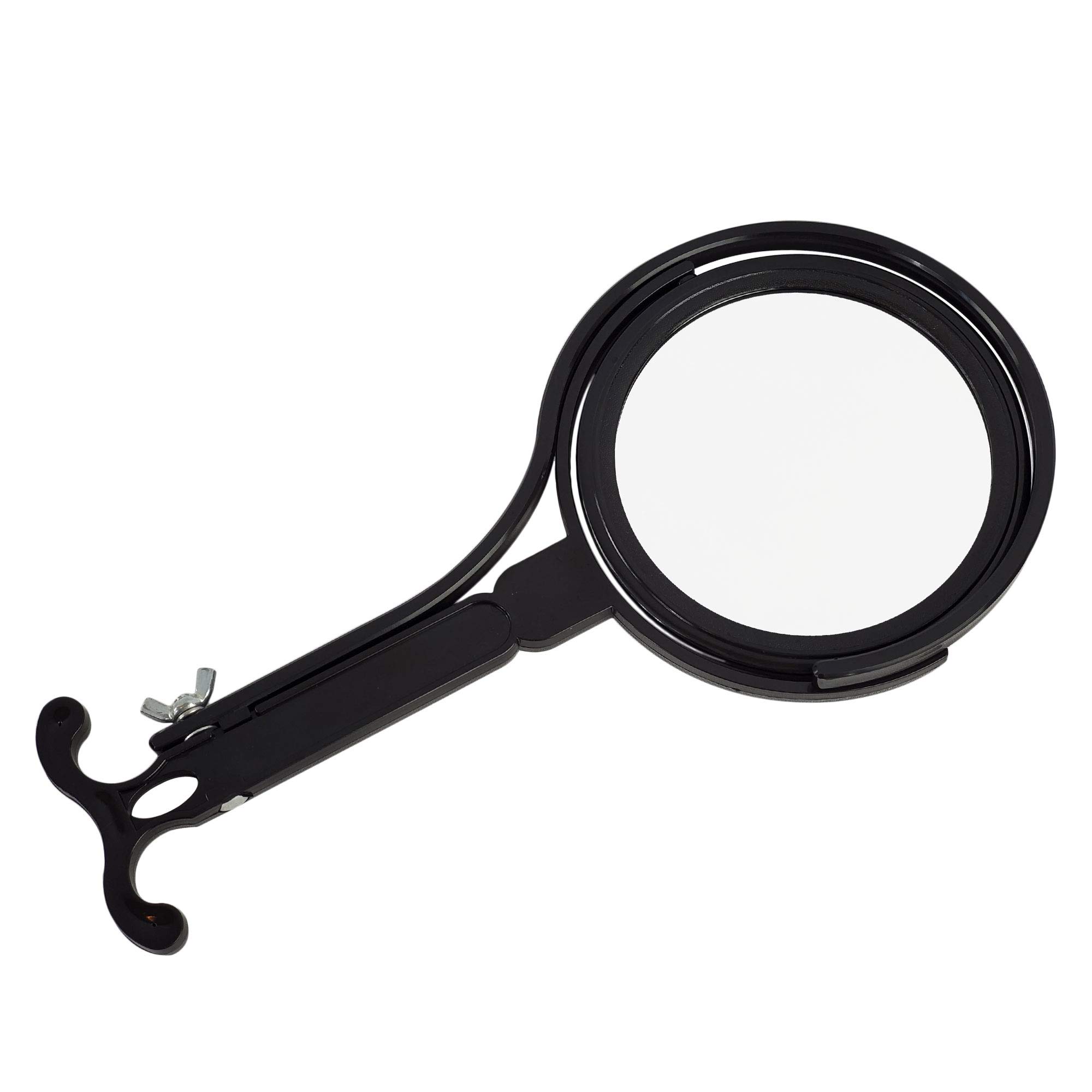 Rucci Round Portable Lightweight 5x/1x Magnifying Neck Mirror Piano Black - 4.25" Diameter x 0.25" x 11"H, Black