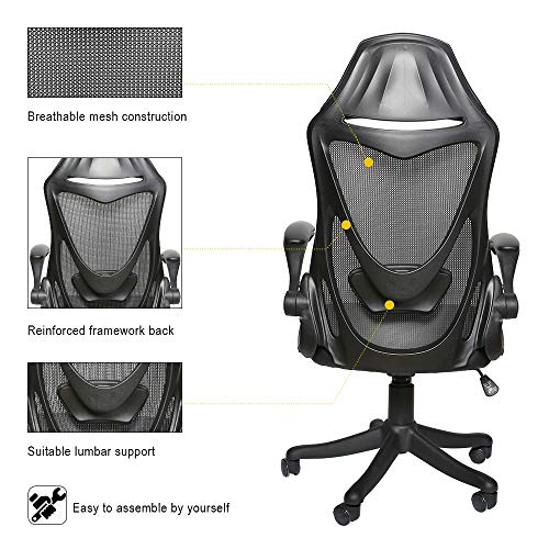 Ergonomic Home Office Desk Chair β Computer Mesh Adjustable Task Swivel Tilt Tension Armless Cushion Mid-Fiber Mesh Lumbar Support (Black D03(2))