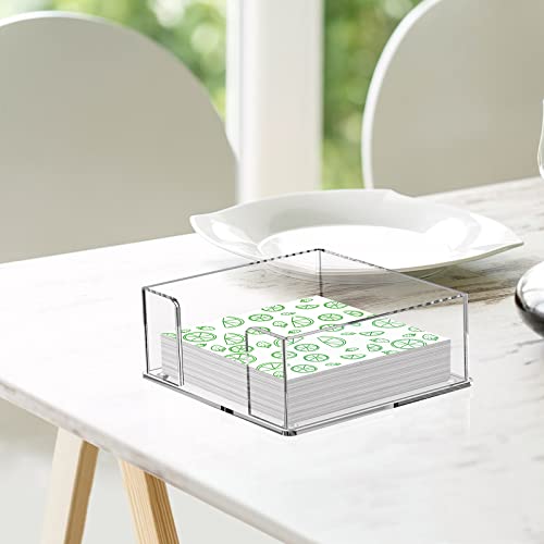 MaxGear Acrylic Cocktail Napkin Holder for Table, Clear Napkins Holder, Beverage Napkin Holders Modern Buffet Paper Napkin Caddy for Bar, Party, Dinner, Kitchen & Dining Room, 5.5 x 5.5 inches