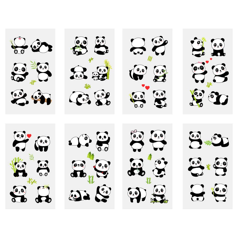 Birthday Decorations Panda Party Favors, 24 Sheets Panda Temporary Tattoos,