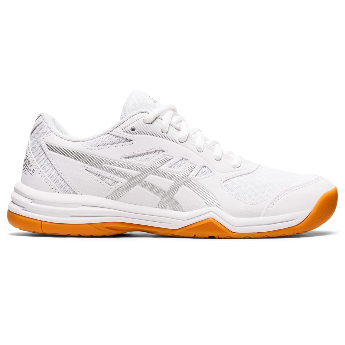 ASICS Women's UPCOURT 5 Volleyball Shoes, 8, WHITE/PURE Silver