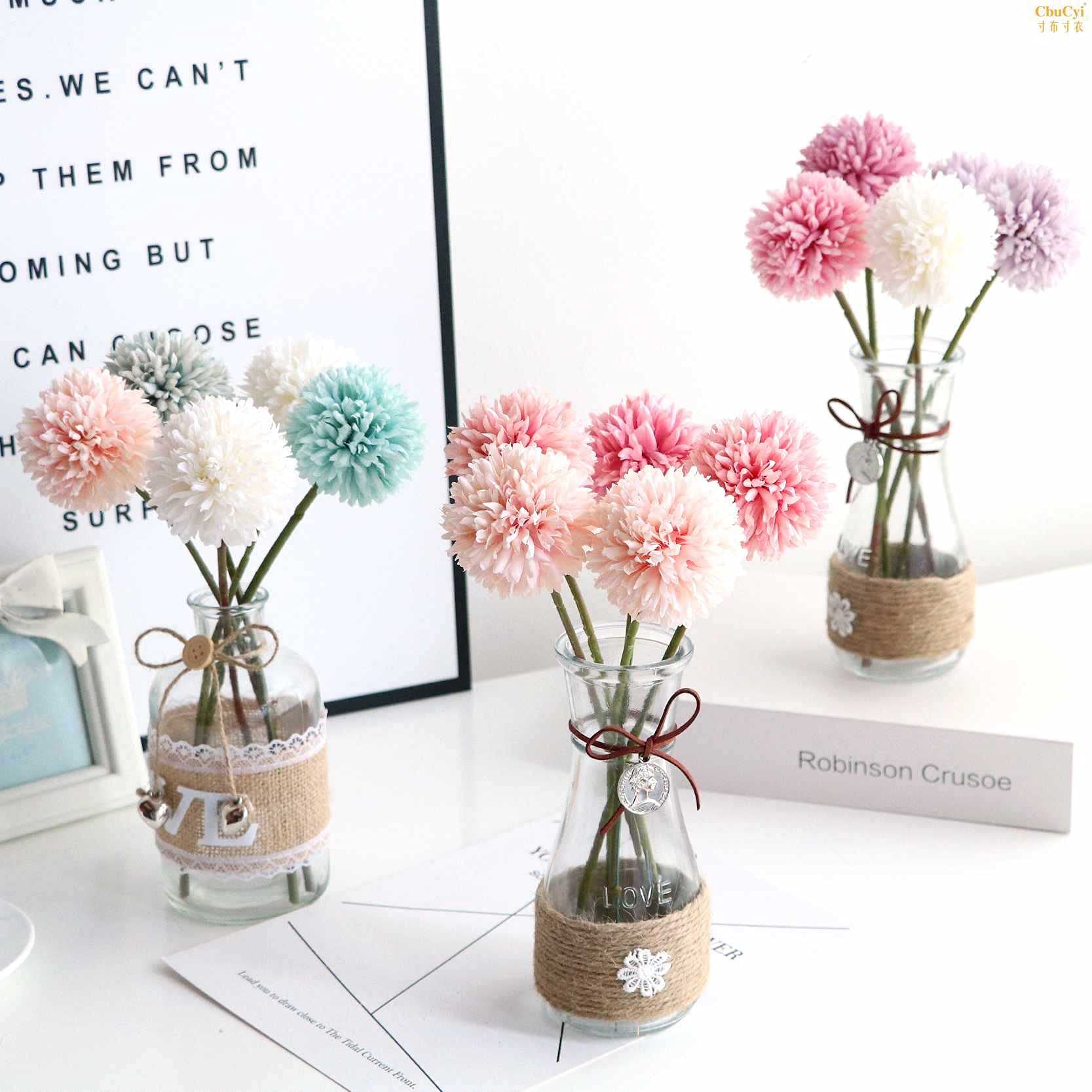 RUJIU 12 pcs Artificial Chrysanthemum Ball Flowers, Bride Wedding Bouquet Stem Plastic Hydrangea Silk Flower for Wedding Centerpieces Arrangements Party Home Table Flowers Garden Decor (Light Purple)