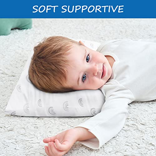 Toddler Pillow Small Baby Pillows for Sleeping Great Neck Support, Perfect Boho Kids Pillow 14" x 19" for Child Travel, Toddler Cot Bed, Boys Gilrs, No Pillowcase Needed, Rainbow Print
