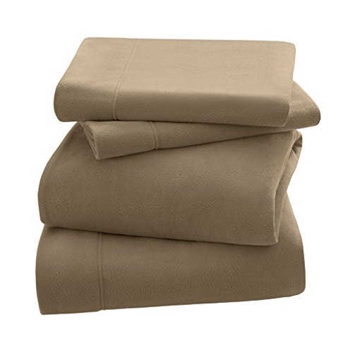 Peak Performance 3M Scotchgard Micro Fleece Wrinkle and Stain Resistant, Soft Plush Sheets with 14" Deep Pocket Cold Season Cozy Bedding-Set, Matching Pillow Case, Queen, Mink (SHET20-729)
