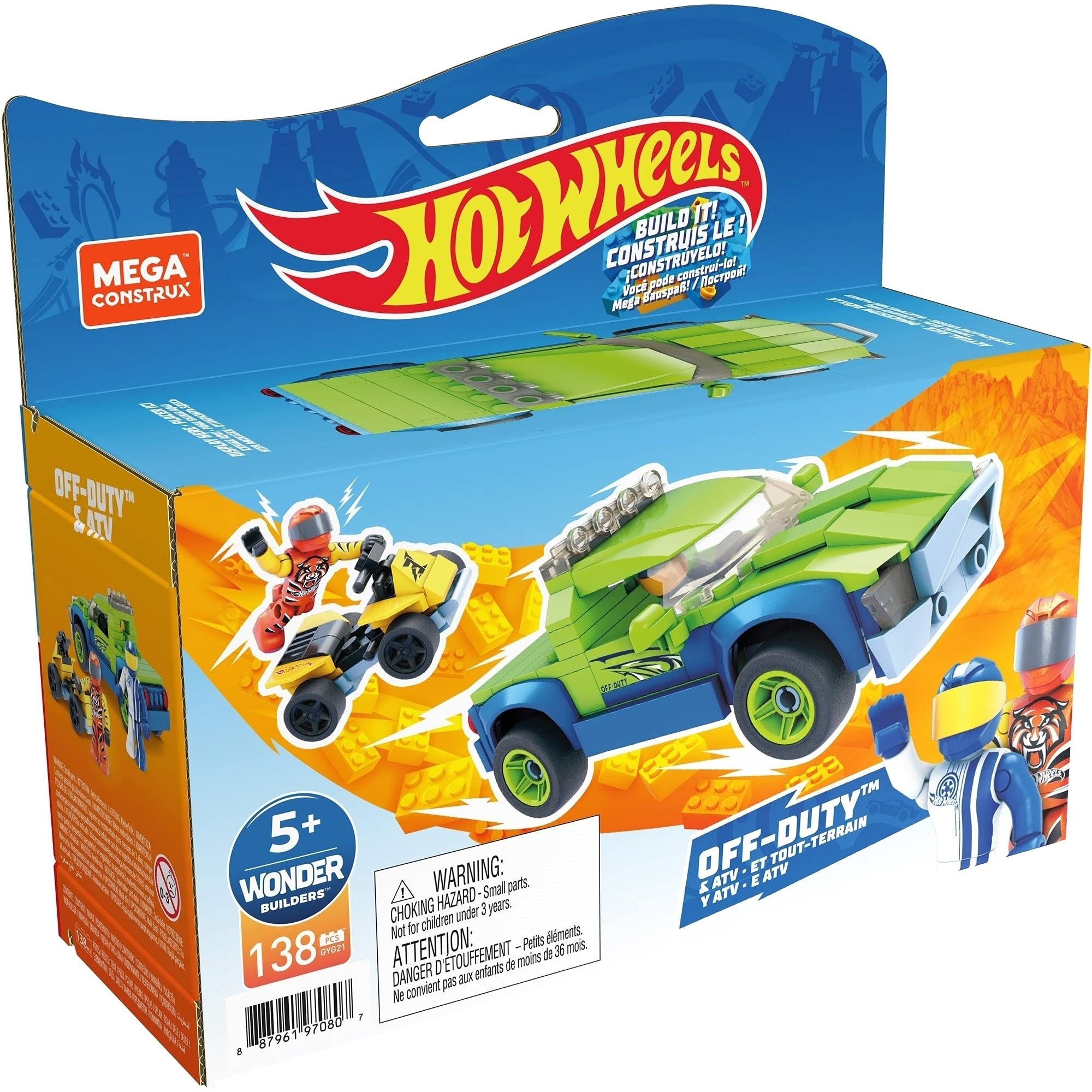 Hot Wheels Mega Construx Off-Duty and ATV Construction Set, Building Toys for Kids 5 Years and Up