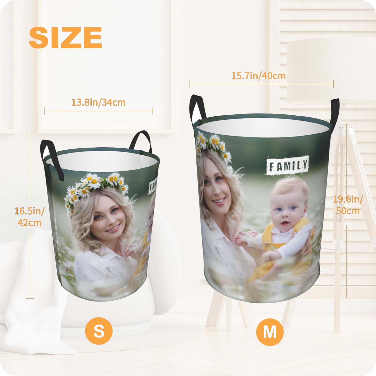 Custom Laundry Hamper Personalized Laundry Basket With Name Customized Dirty Clothes Storage Basket for Bathroom Living Room Bedroom Collapsible with Handles Gifts for Boys Girls Women Men (S)