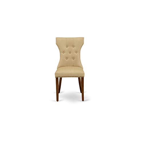 East West Furniture LAGA11-78-03 11 Piece Dining Table Set Includes a Rectangle Dining Room Table with Butterfly Leaf and 10 Brown Linen Fabric Upholstered Chairs, 42x92 Inch, Jacobean