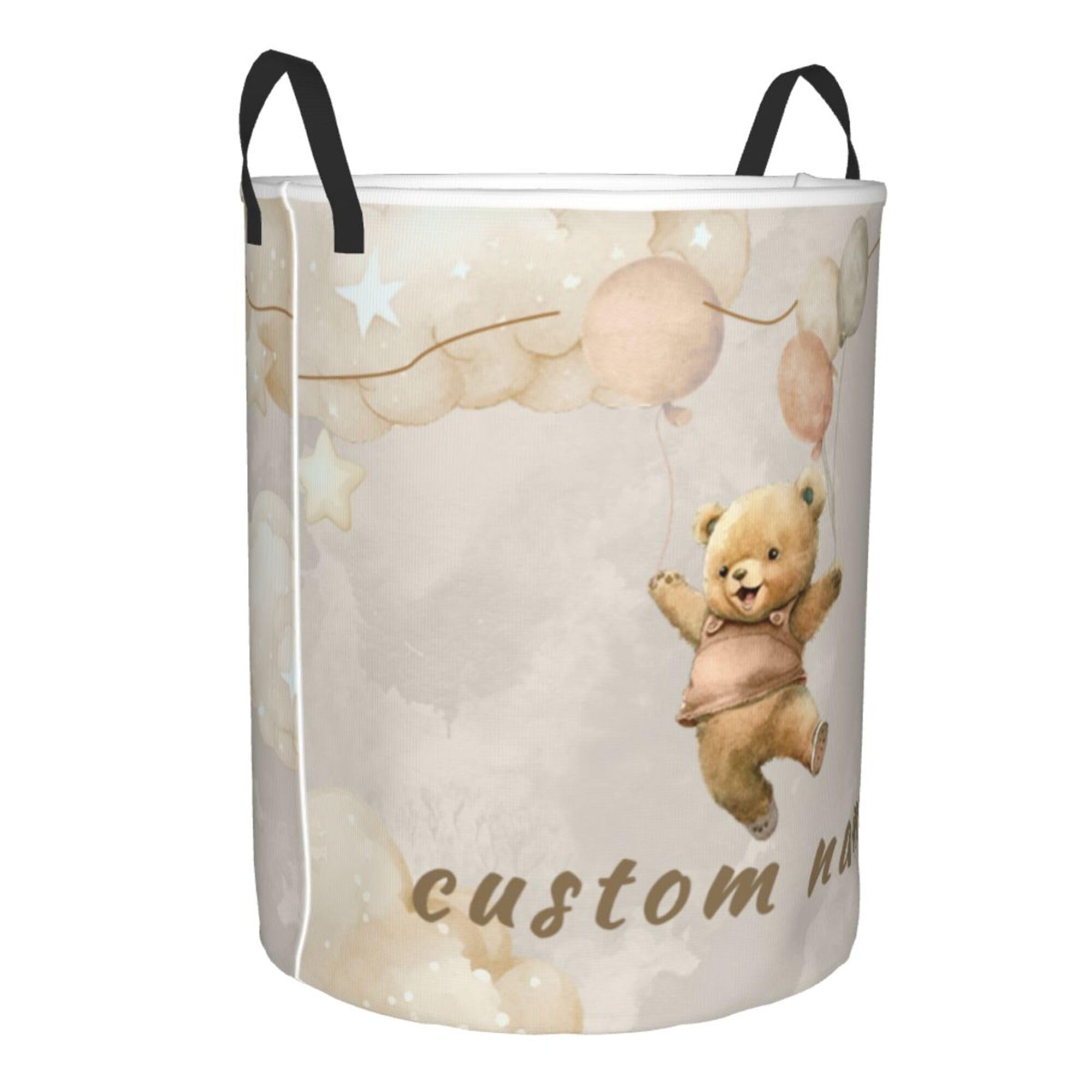 Custom Laundry Basket with Name Personalized Baby Laundry Hamper Customized Collapsible Storage Basket with Handle for Living Room Bedroom