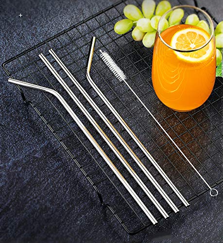 Brightbuy Set of 48 Stainless Steel Straws 10.5'' Reusable Metal Drinking Straws For 30oz Tumblers Yeti 6mm Diameter (48 Straight)