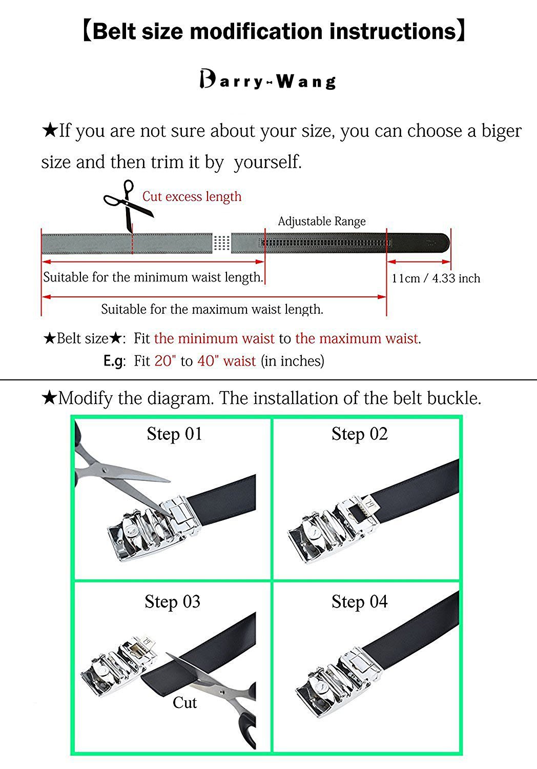 Barry.Wang Black Belt for Men Dragon Designer Buckle Chinese Sliding Belt Large Leather Strap