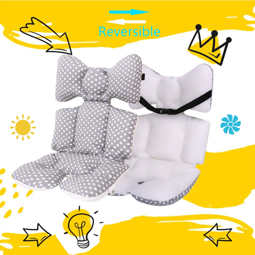 Baby Seat Pad Liner for Stroller, Breathable 3D Air Mesh Cotton Cushion Pad (Gray Point)