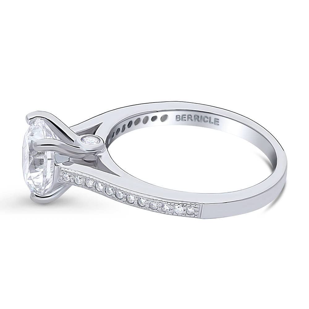 BERRICLE Sterling Silver Solitaire Wedding Engagement Rings 2 Carat Round Cubic Zirconia CZ Milgrain Promise Ring for Women, Rhodium Plated Size 9