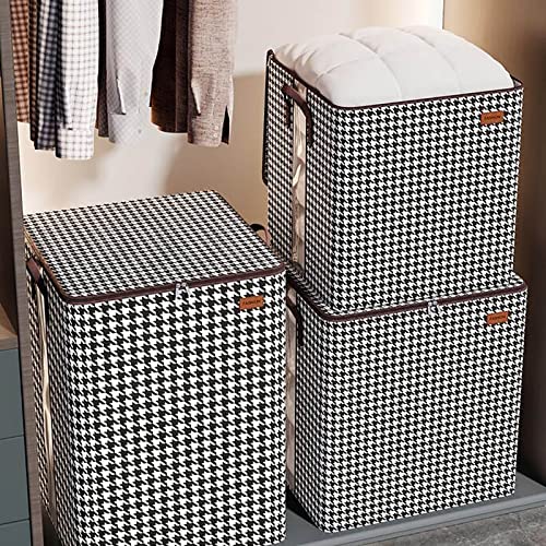 Darzheoy Storage Bags Clothes Storage Bins, 100L Foldable Closet Organizers Storage Containers with Durable Handles and Clear Window, Large Blanket Clothes Organization and Storage Containers (100L)