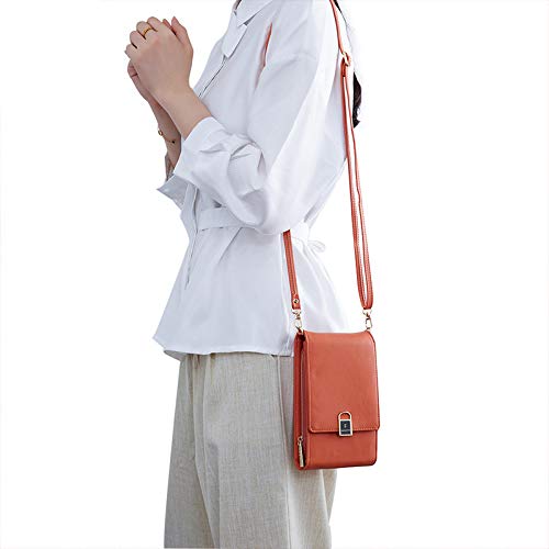 Hooshion Crossbody Cell Phone Purse for Women, Mini Shoulder Bag Wallet with Credit Card Slots (Pink)