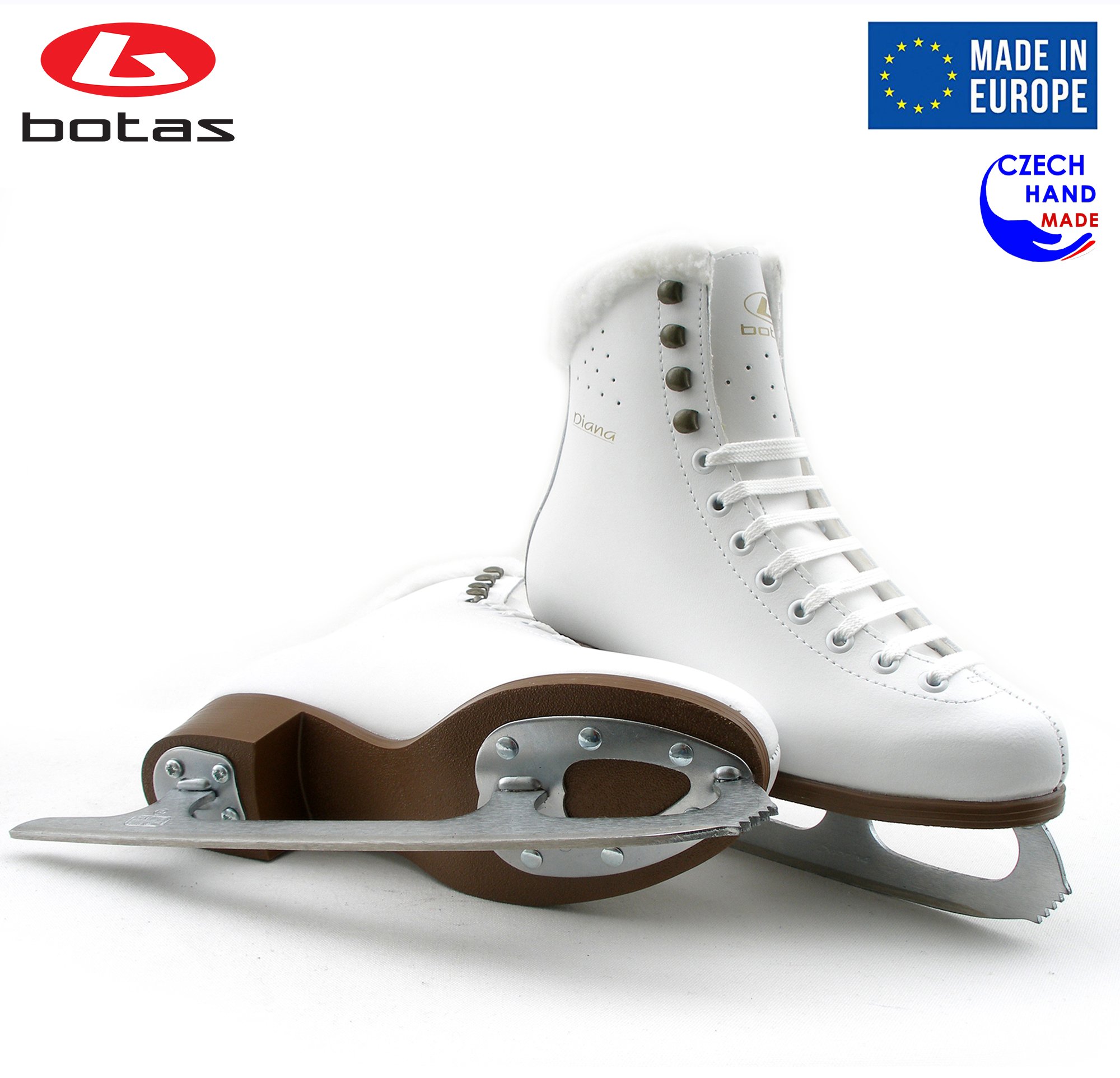 Botas - Fleece Cuff/Figure Ice Skates for Women, Girls/Color: White, Size: Adult 7.5