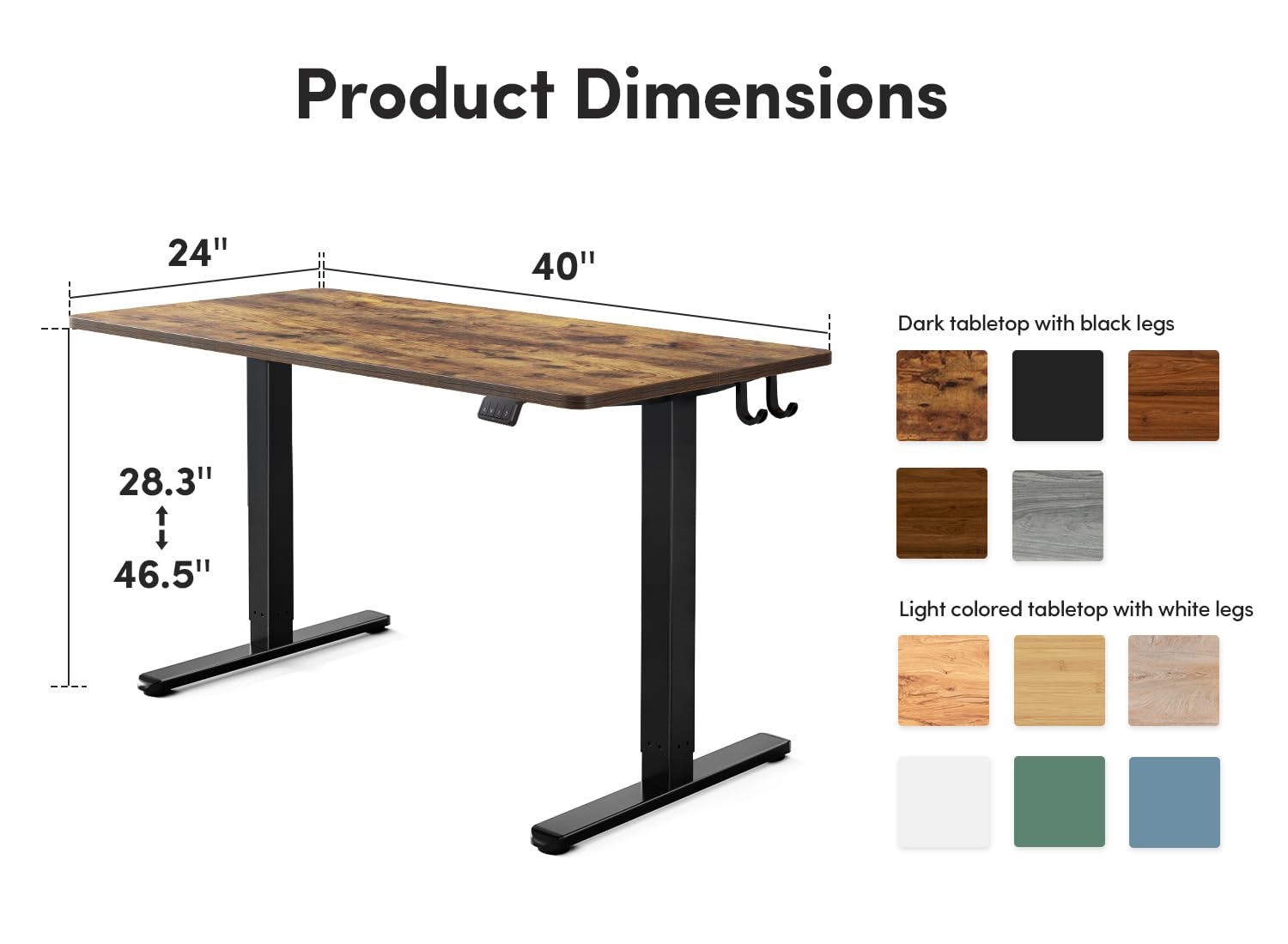 FEZIBO Electric Standing Desk, 40 x 24 Inches Height Adjustable Stand up Desk, Sit Stand Home Office Desk, Computer Desk, Black