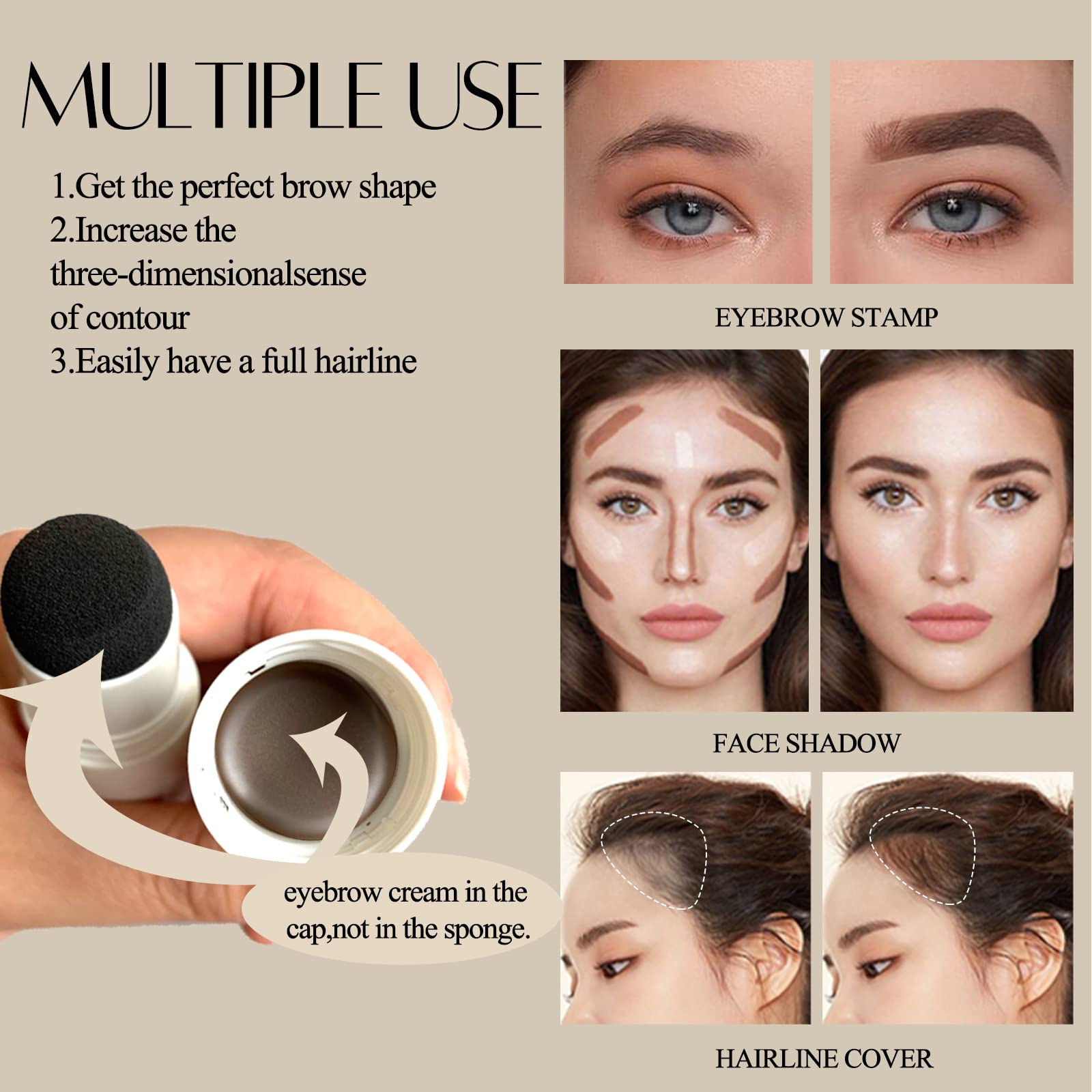 Eyebrow Stamp Stencil Kit Eyebrow Stamping Perfect Brows Stamp Shaping Kit Waterproof (Dark Brown)