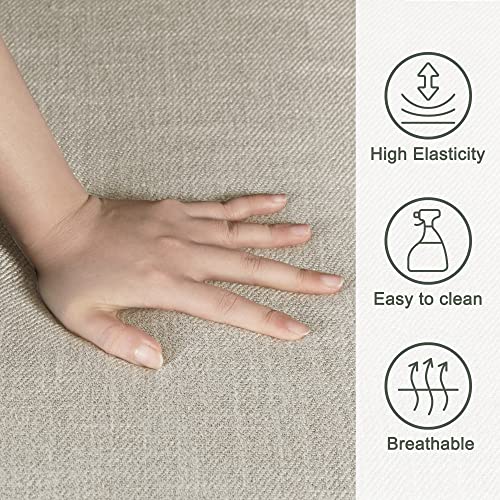 LINLUX 55''W Upholstered Modern Loveseat Sofa Couch for Living Room, Fabric Small Love Seat w/ 2 Pillows and Iron Legs, 2 Seat Small Couches for Small Spaces, Bedroom, Apartment, Office, Light Beige