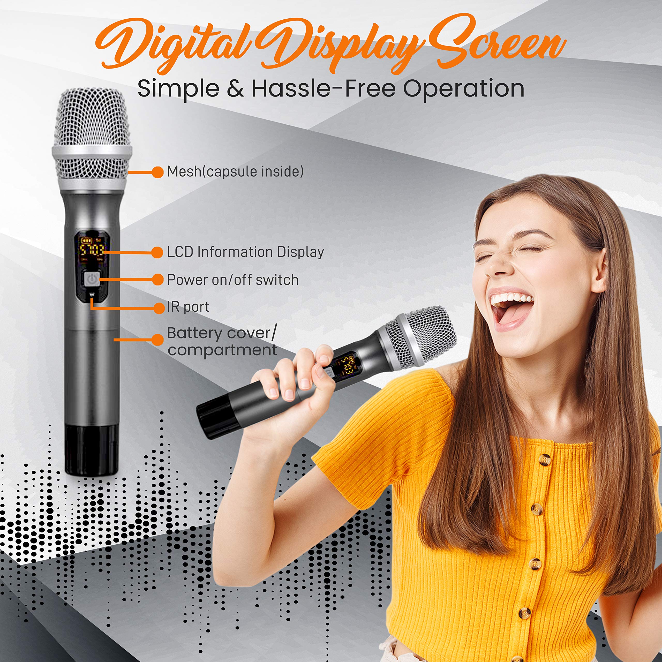 Pyle, UHF Wireless System Kit-Portable Professional Battery Operated Handheld Dynamic Unidirectional Cordless Microphone Transmitter Set w/Adapter Receiver-PA Karaoke DJ Party, USB, Black - PDWMU103