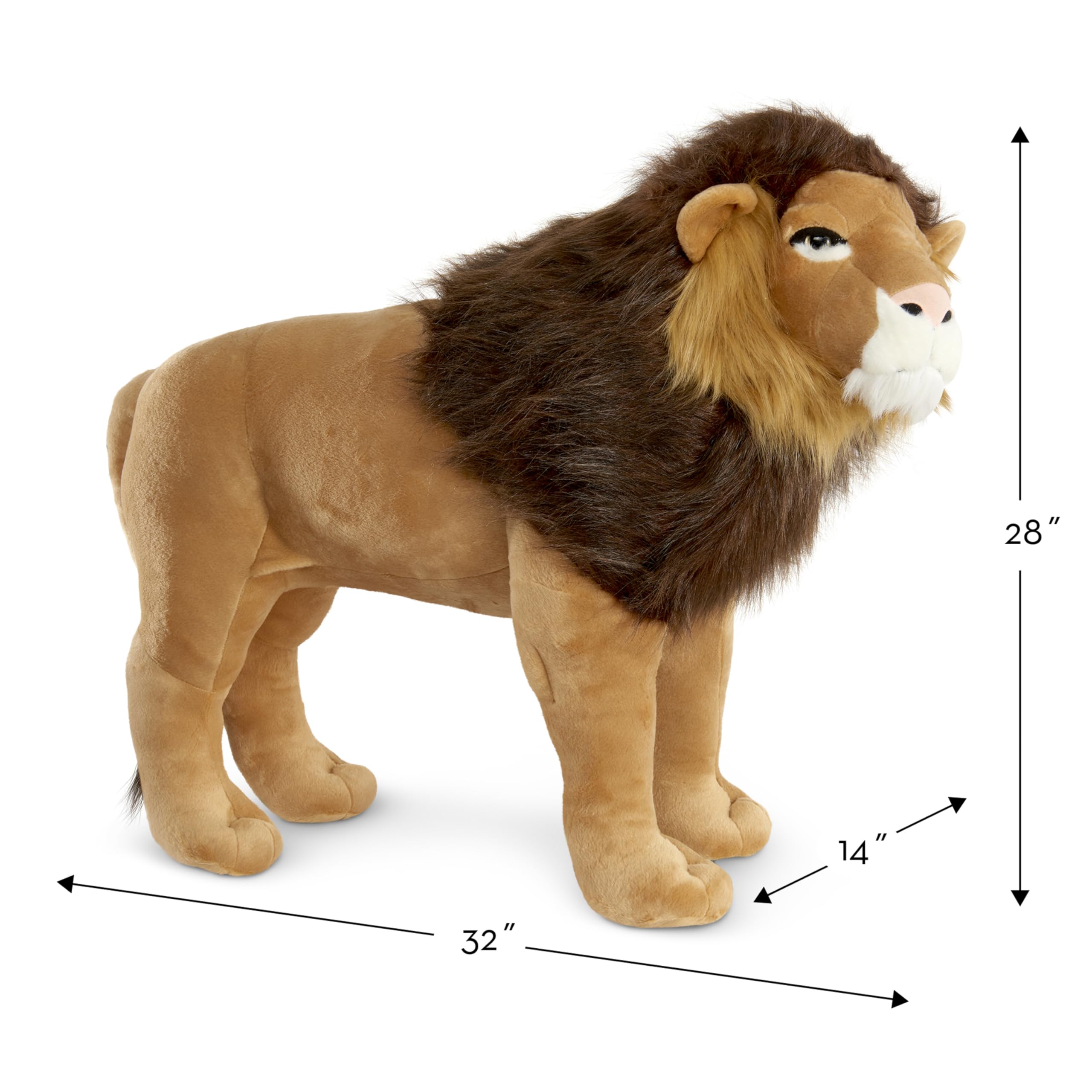 Melissa & Doug Standing Lion Lifelike Stuffed Animal with Full Mane, More Than 2 Feet Tall, Nearly Three Feet Long Brown