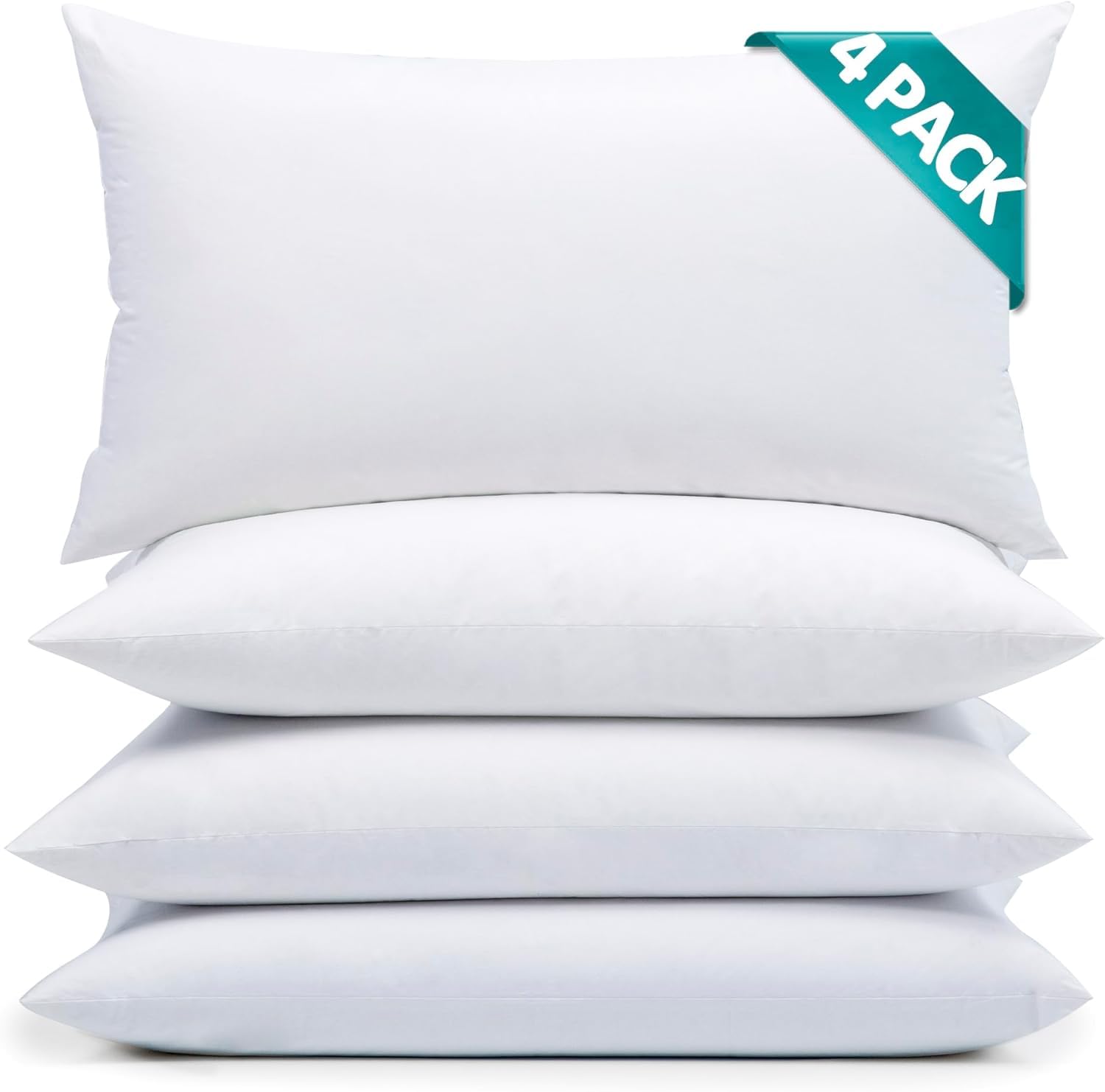Botduck Bed Pillows Standard Queen Size Set of 4 Soft Down Alternative Pillow for Sleeping Medium Supportive for Side Back Stomach Sleeper 20x26 Inch White