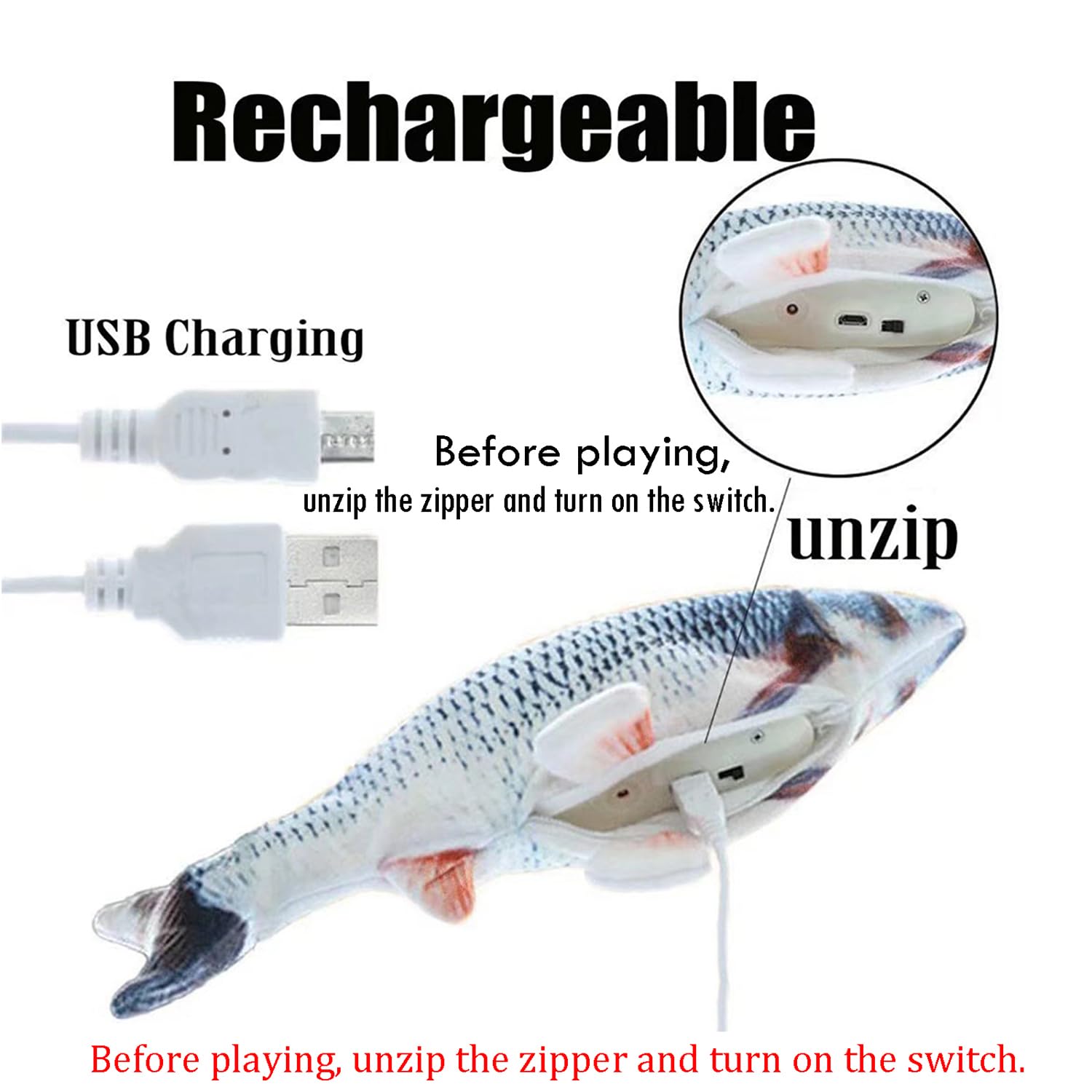 QIAONIUNIU Electric Moving Fish Interactive Plush Toys