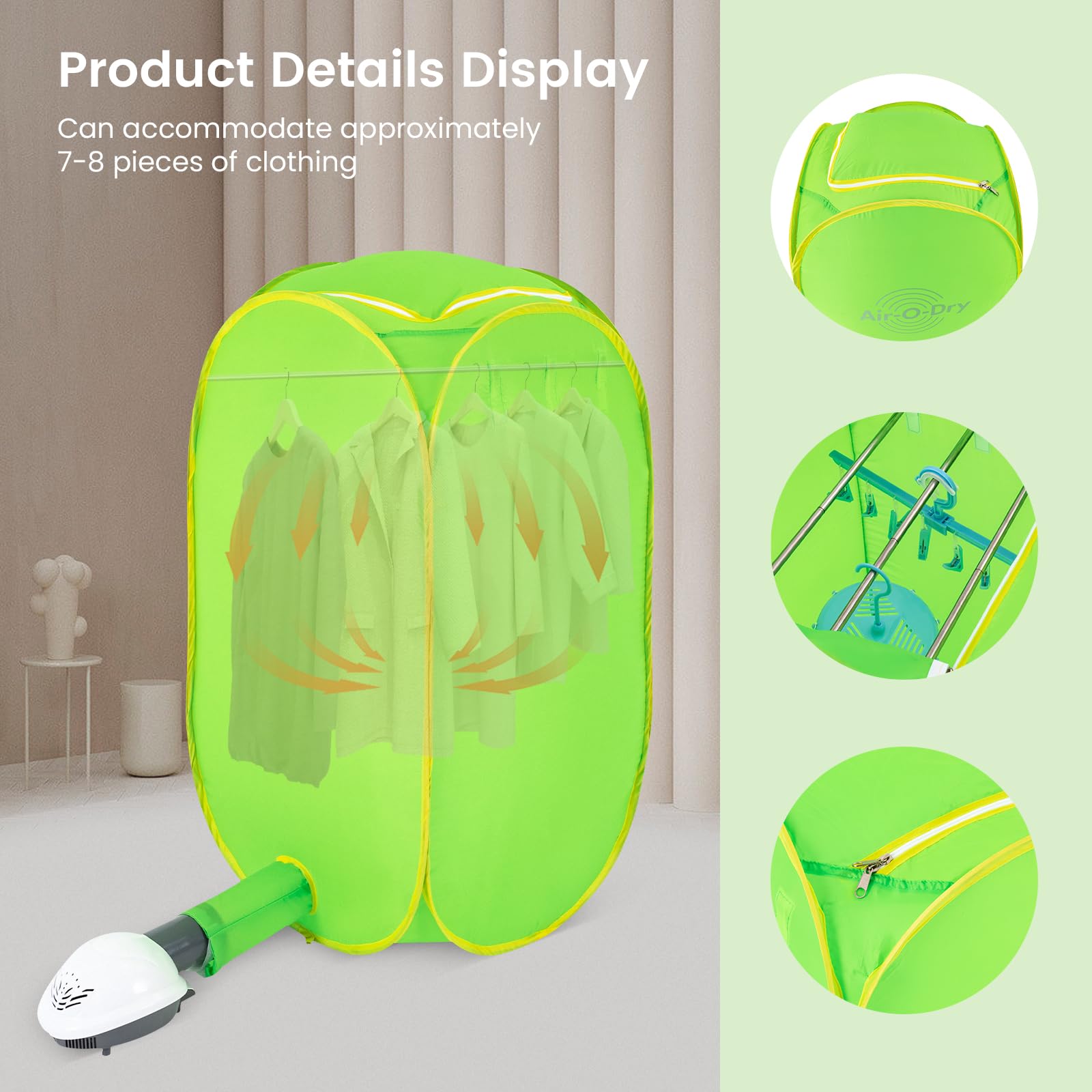 Portable Clothes Dryer, Electric Air Clothing Drying Machine, Folding Fast Drying Machine with Heater for Home Dormitory Travelling Apartments