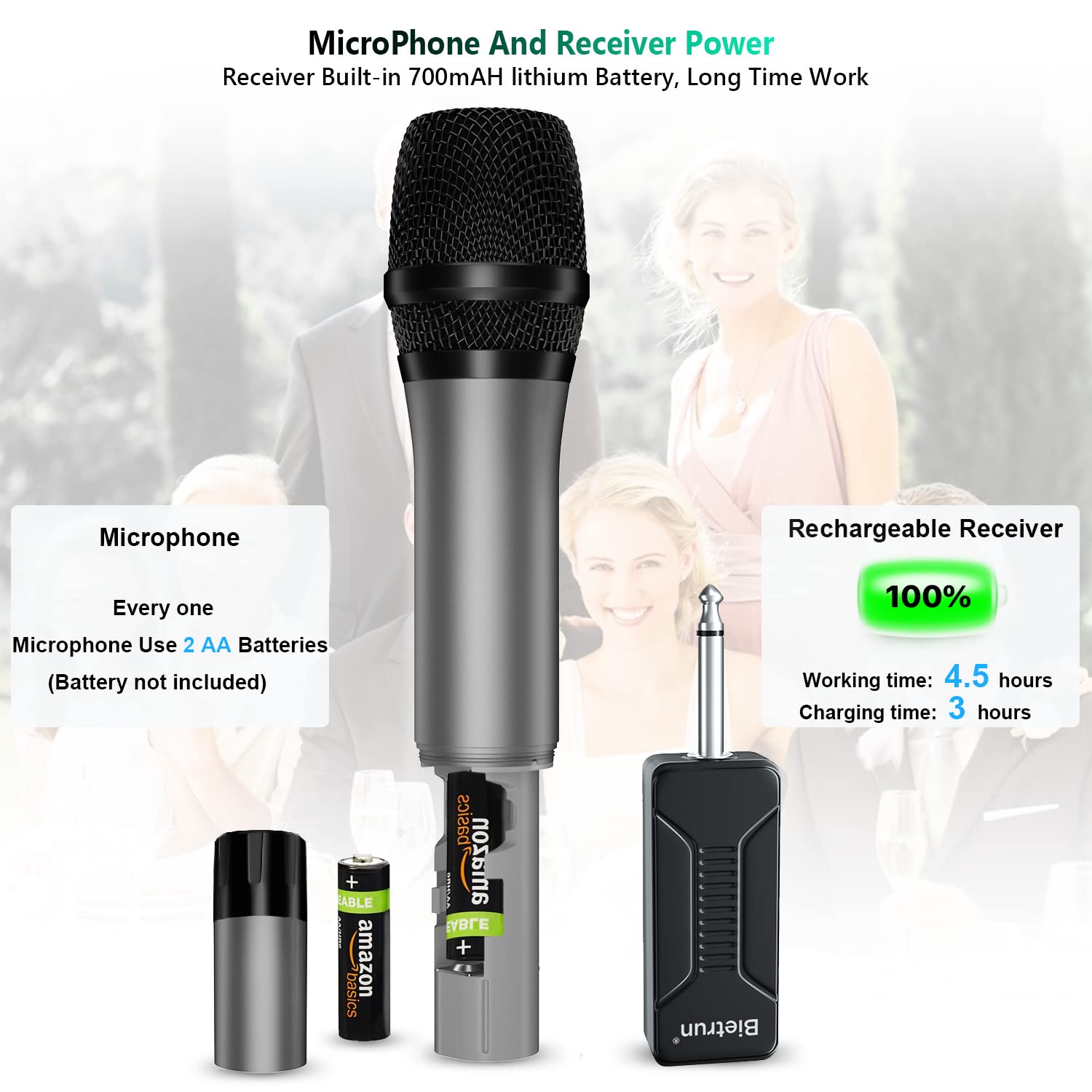 Bietrun Wireless Microphone Portable Storage Case WXM02 WXM04 WXM19 WXM21, Dual Mic Bag with EVA Hard Shell Exterior, Case Only, for travel outing handheld