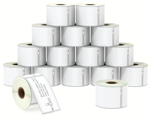 BETCKEY - Compatible DYMO 30323 (2-1/8" x 4") Shipping/Name Badge Labels, Strong Adhesive & Perforated, Compatible with DYMO Labelwriter 450, 4XL, Rollo & Zebra Desktop Printers [16 Rolls/3840 Labels]