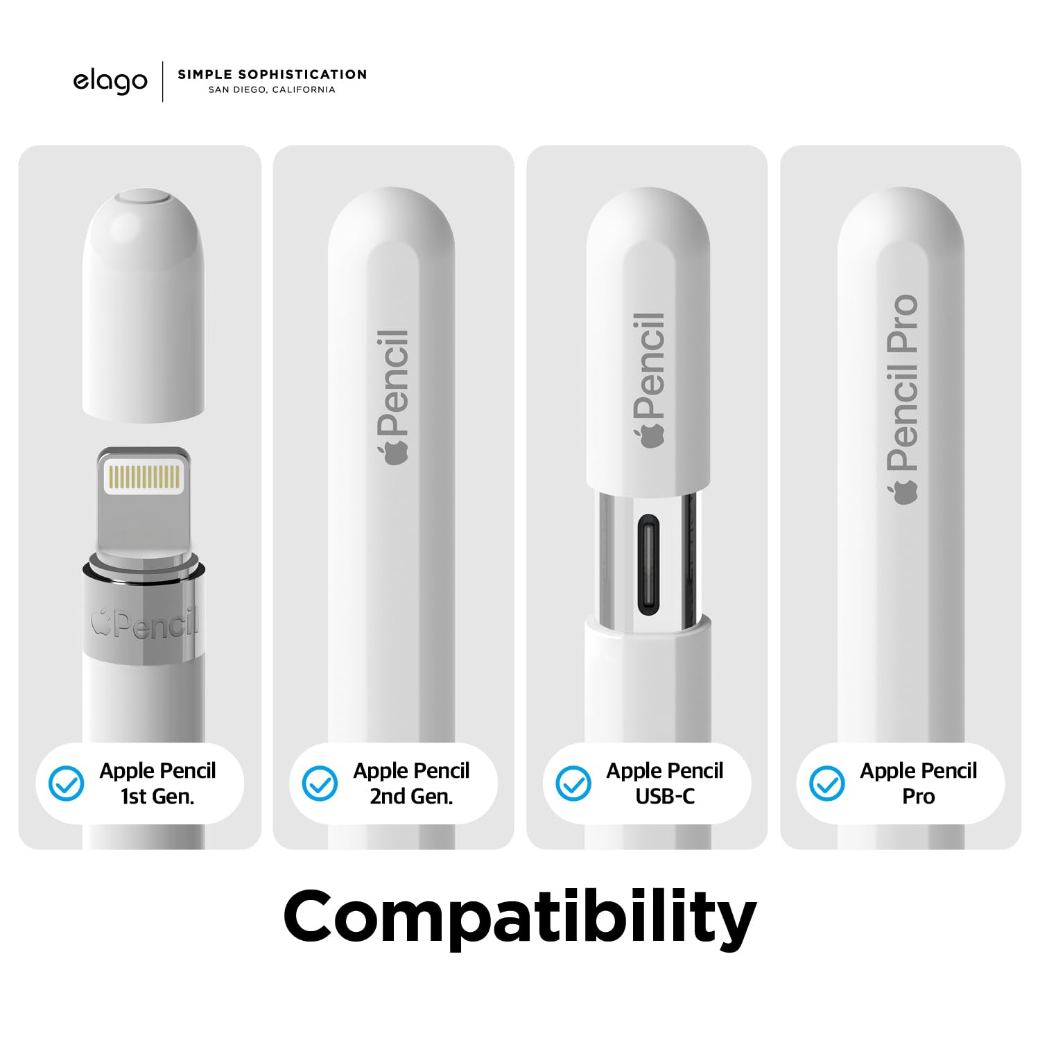 elago Pencil Grip 2 Pack Holder Sleeve Compatible with Apple Pencil (1st & 2nd Generation) and Apple Pencil (USB-C) [Lovely Pink & Lavender]