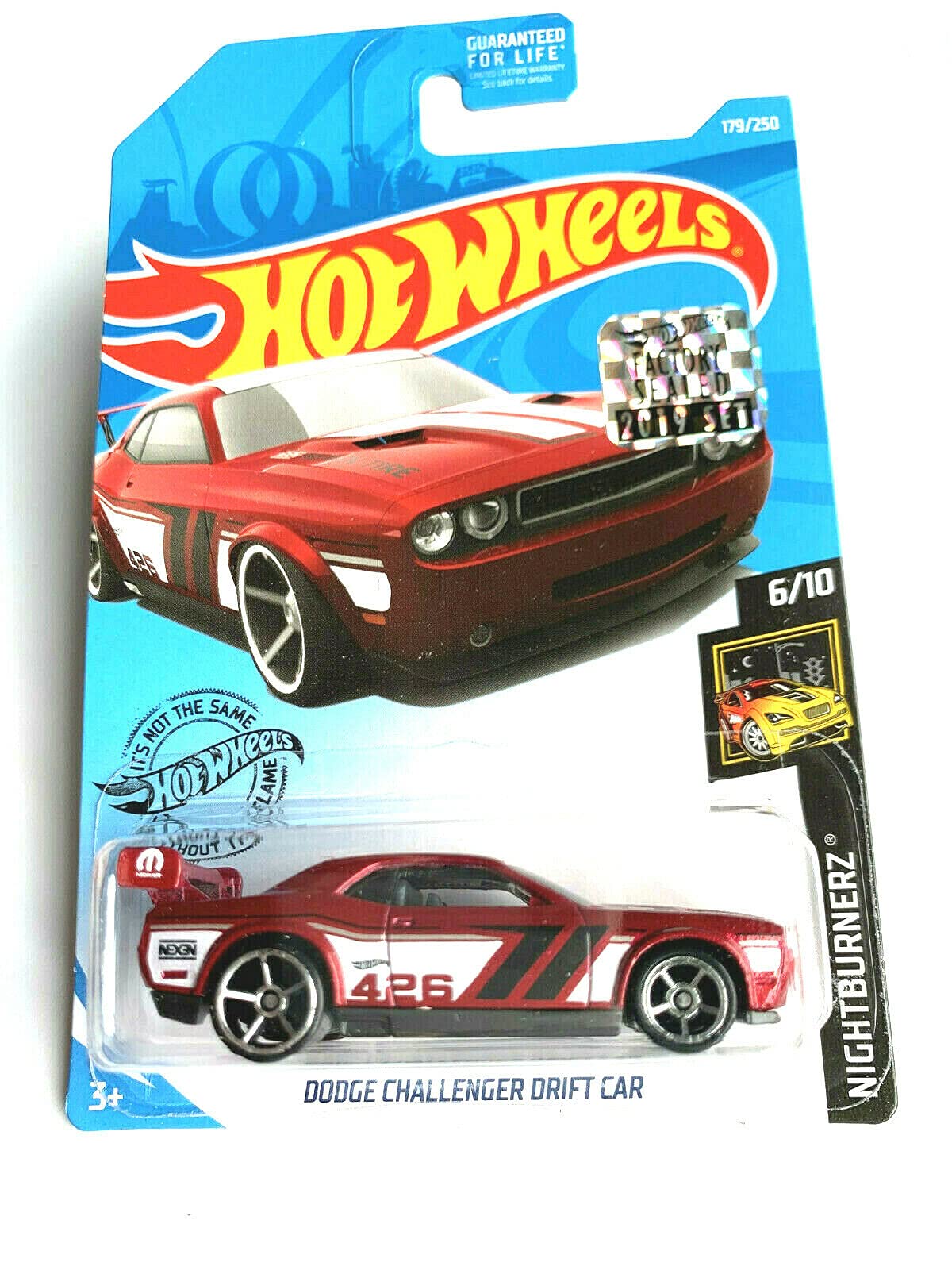 Hotwheels Dodge Challenger Drift Car - Nightburnerz 6/10 [2019 Factory Sealed] red