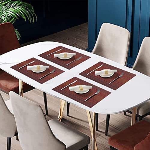 Pauwer Placemats Set of 6 Woven Placemats for Dining Table Indoor Outdoor Table Mats Heat Resistant Washable Vinyl Placemats for Kids, Red