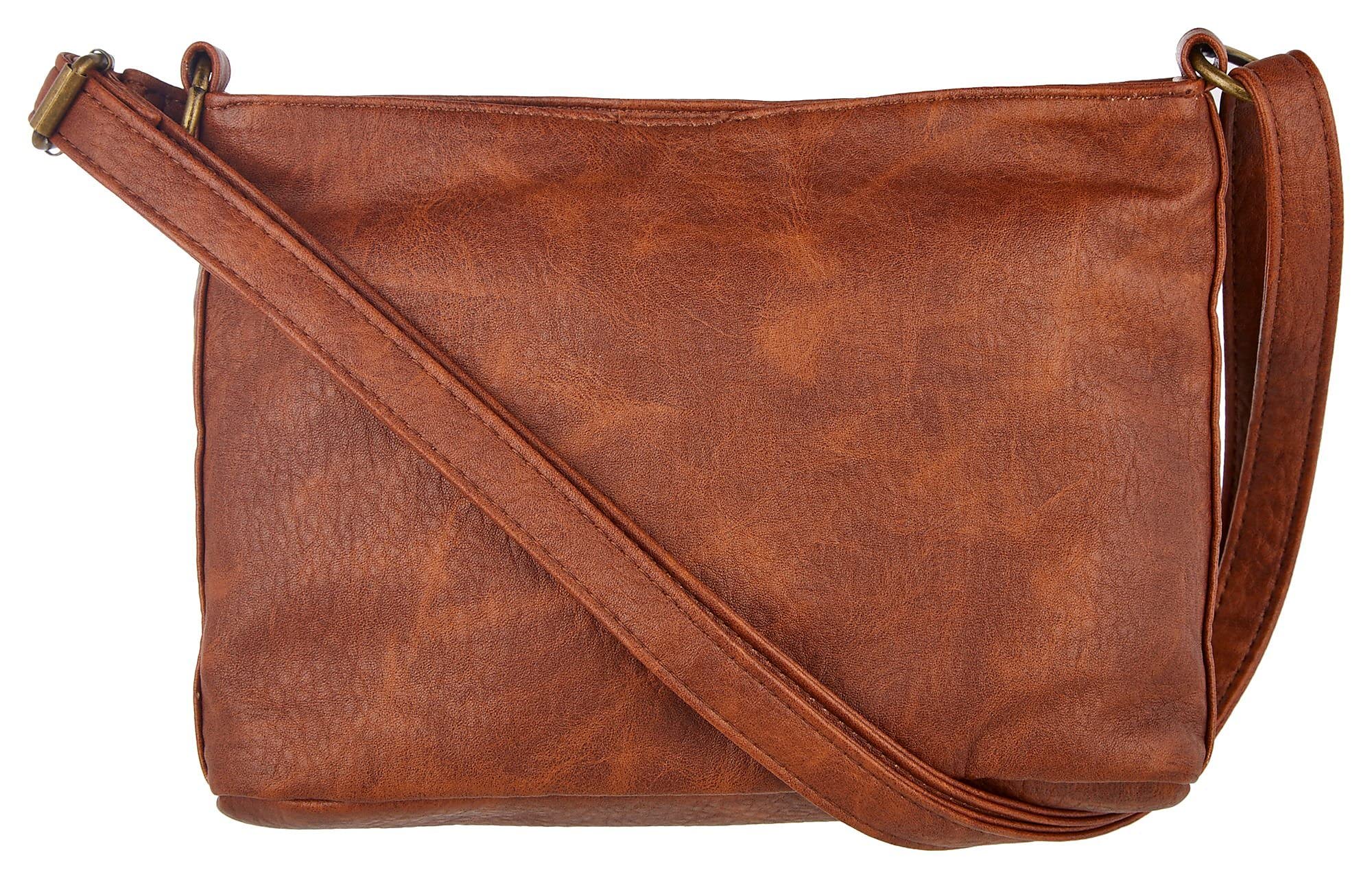 Bueno Antique Wash Vegan Leather Crossbody Bag One Size Brown