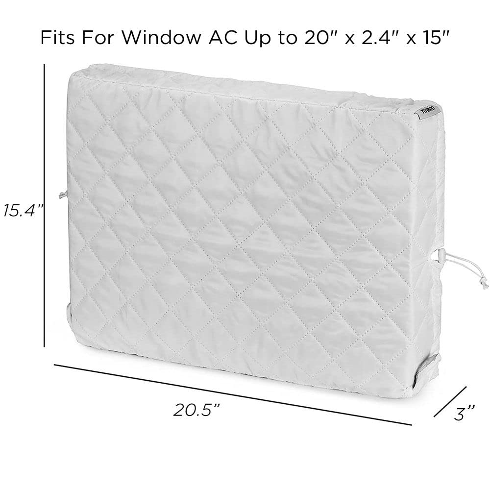 TURBRO Indoor Insulated Window Air Conditioner Cover - Waterproof, Dustproof, Winterproof - Universal Drawstring Design with Multiple Power Cord Holes - Fits Up to 20β L x 2.4β W x 15β H