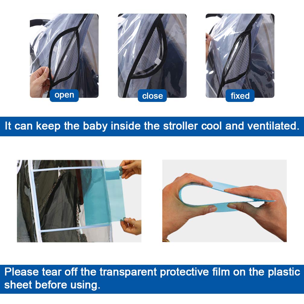 Baby Stroller Rain Cover, Maveek Plastic Stroller Cover Clear for Rain and Wind Shield, Universal Fit Transparent Stroller Accessories for Infant Toddler Newborn Proctection Product Winter All Weather