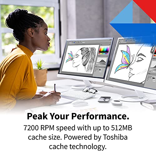 Toshiba X300 PRO 16TB High Workload Performance for Creative Professionals 3.5-Inch Internal Hard Drive β Up to 300 TB/Year Workload Rate CMR SATA 6 GB/s 7200 RPM 512 MB Cache - HDWR51GXZSTB