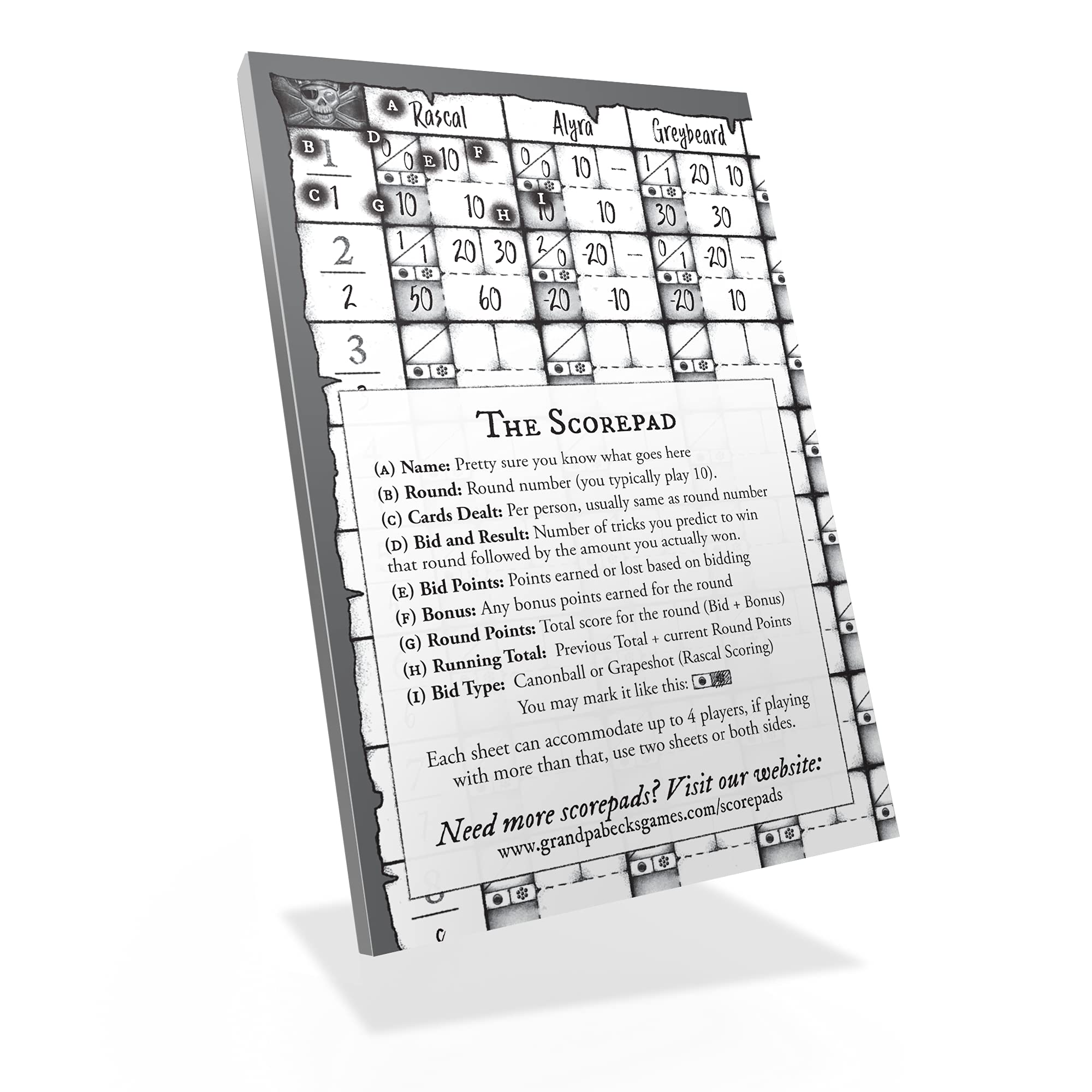Grandpa Beck's Games Replacement Score Pads for Skull King - The Ultimate Pirate Trick Taking Game | from The Creators of Cover Your Assets & Cover Your Kingdom