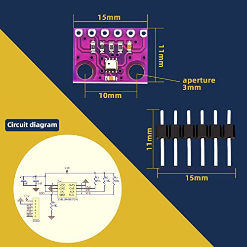 DaFuRui 5Pack GY-BMP280-3.3 Atmospheric Pressure Sensor Temperature Sensor Breakout Compatible for Arduino