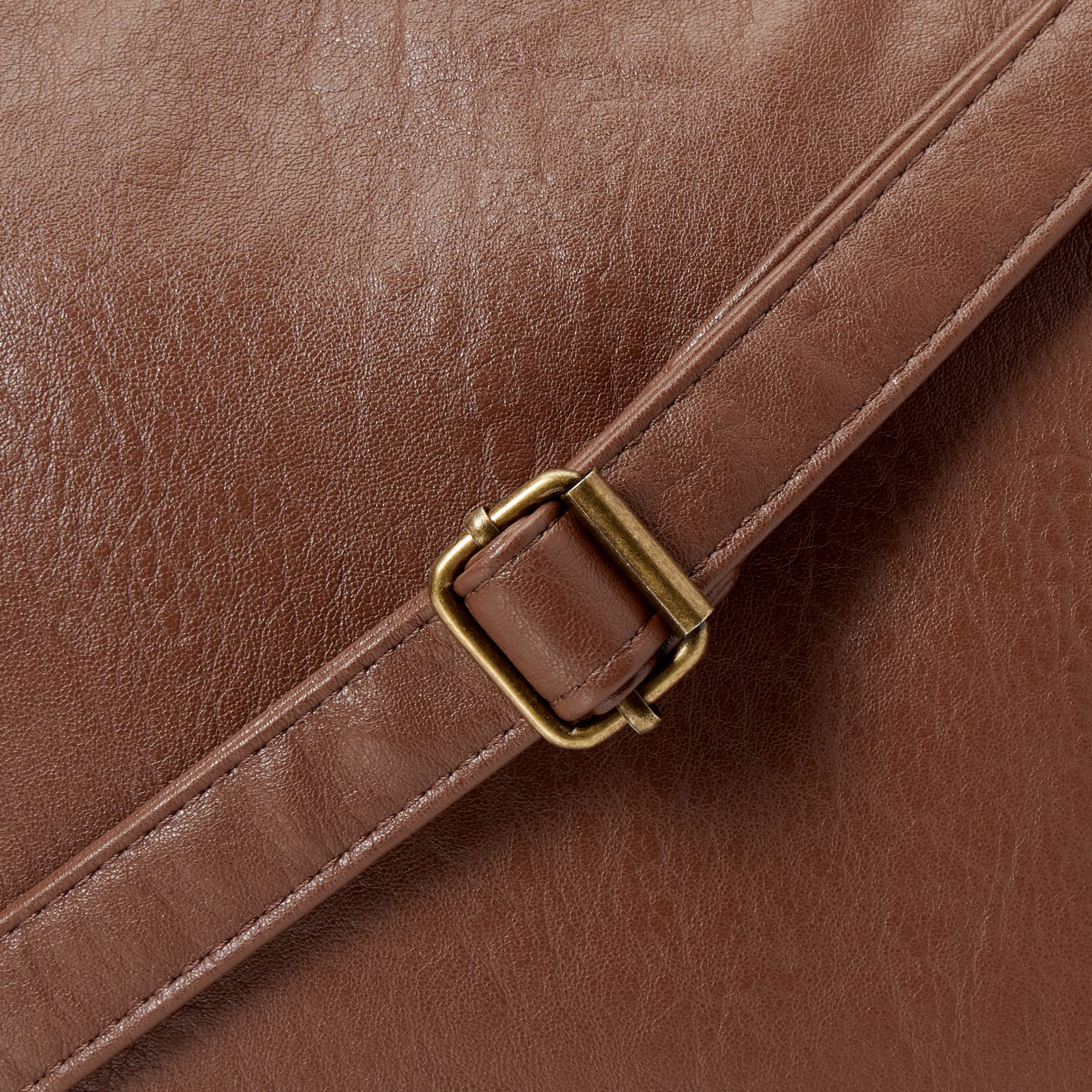 Bueno of California Smooth Faux Leather Shoulder, Brown