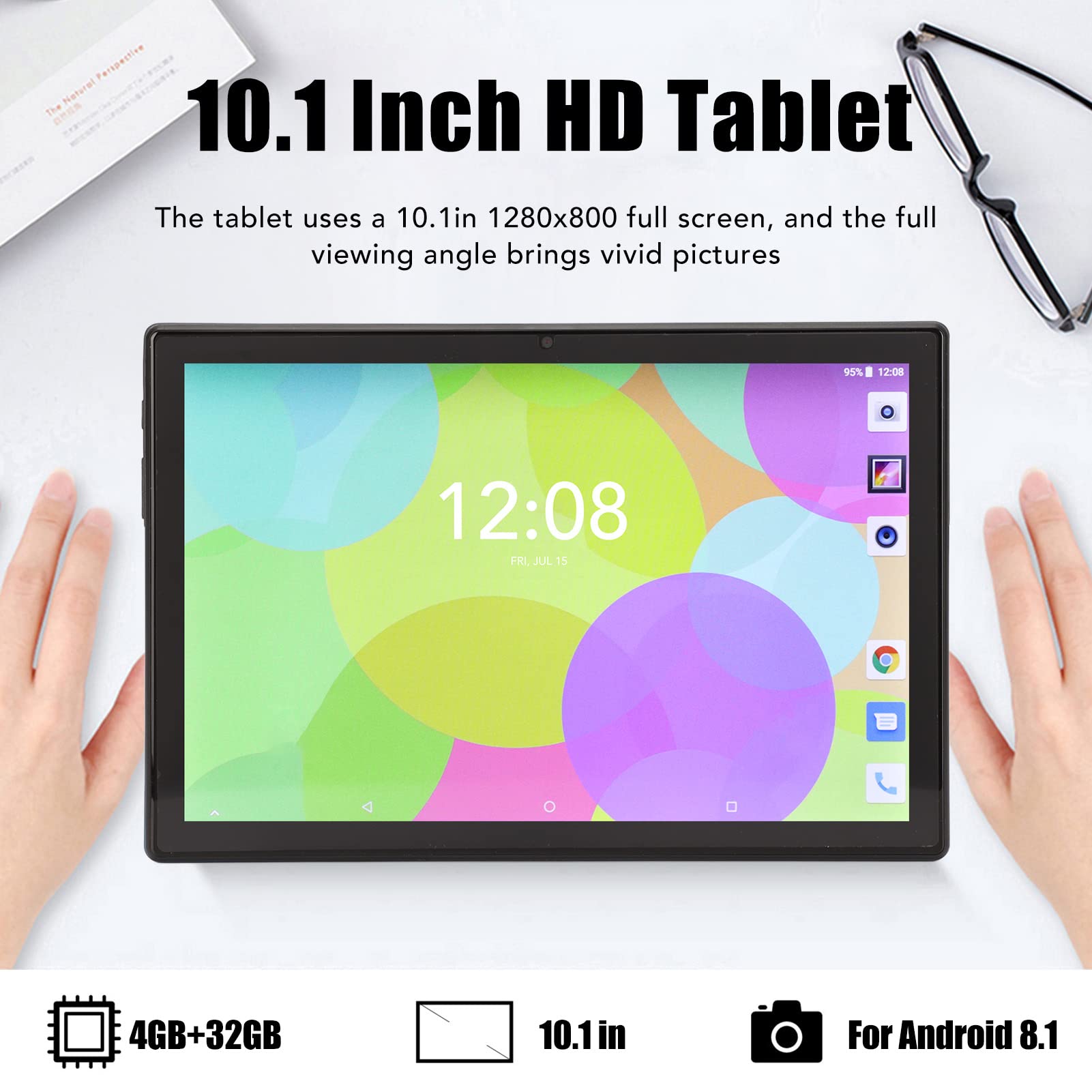 Call Tablet, 4GB 32GB Blue 10.1 Inch Dual Card Dual Standby Tablet for 8.1 (US Plug)
