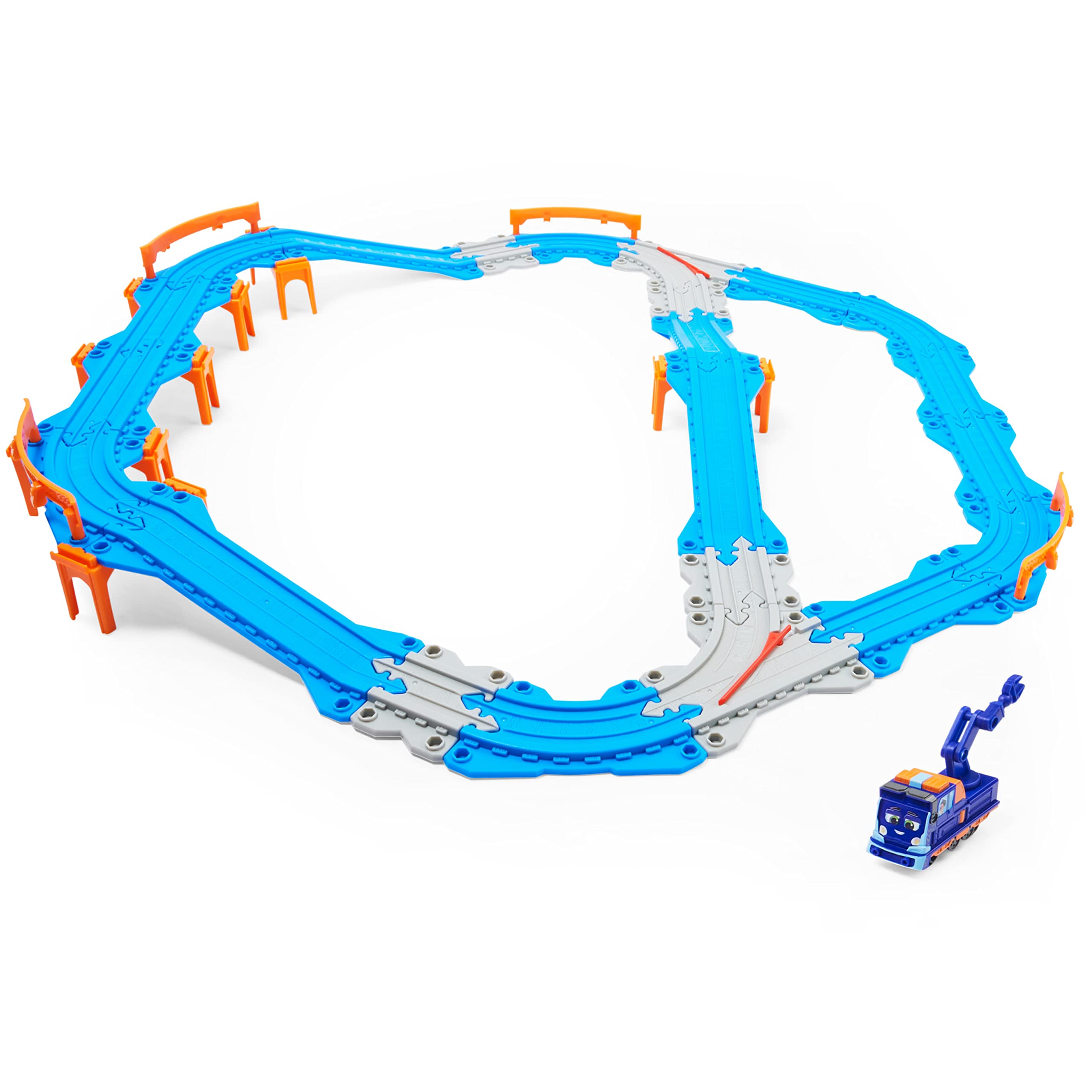 Mighty Express, 32-Piece Train Track Pack with Exclusive Mechanic Milo Toy Train, Kids Toys for Ages 3 and up