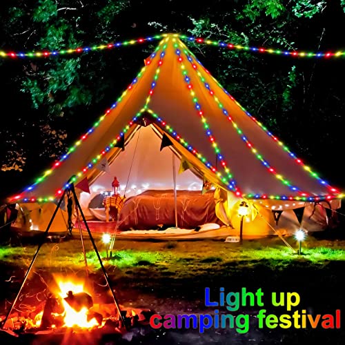 QITONG 2 Pack Upgraded PVC Solar Fairy Lights, Each 33ft 100 LED Multicolor Solar String Lights Outdoor Waterproof, 8 Modes Solar Christmas Twinkle Lights