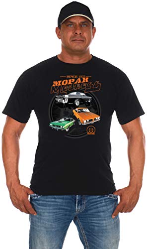 Men's Mopar Maddness T-Shirt Short Sleeve Black Crew Neck Shirt (2X, Black)