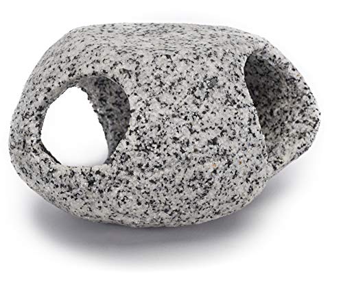 Penn-Plax Deco-Replicas Granite Aquarium Ornament & Hideaway – Realistic Stone Appearance – Safe for Freshwater and Saltwater Tanks – Small Size, White (RR1071)
