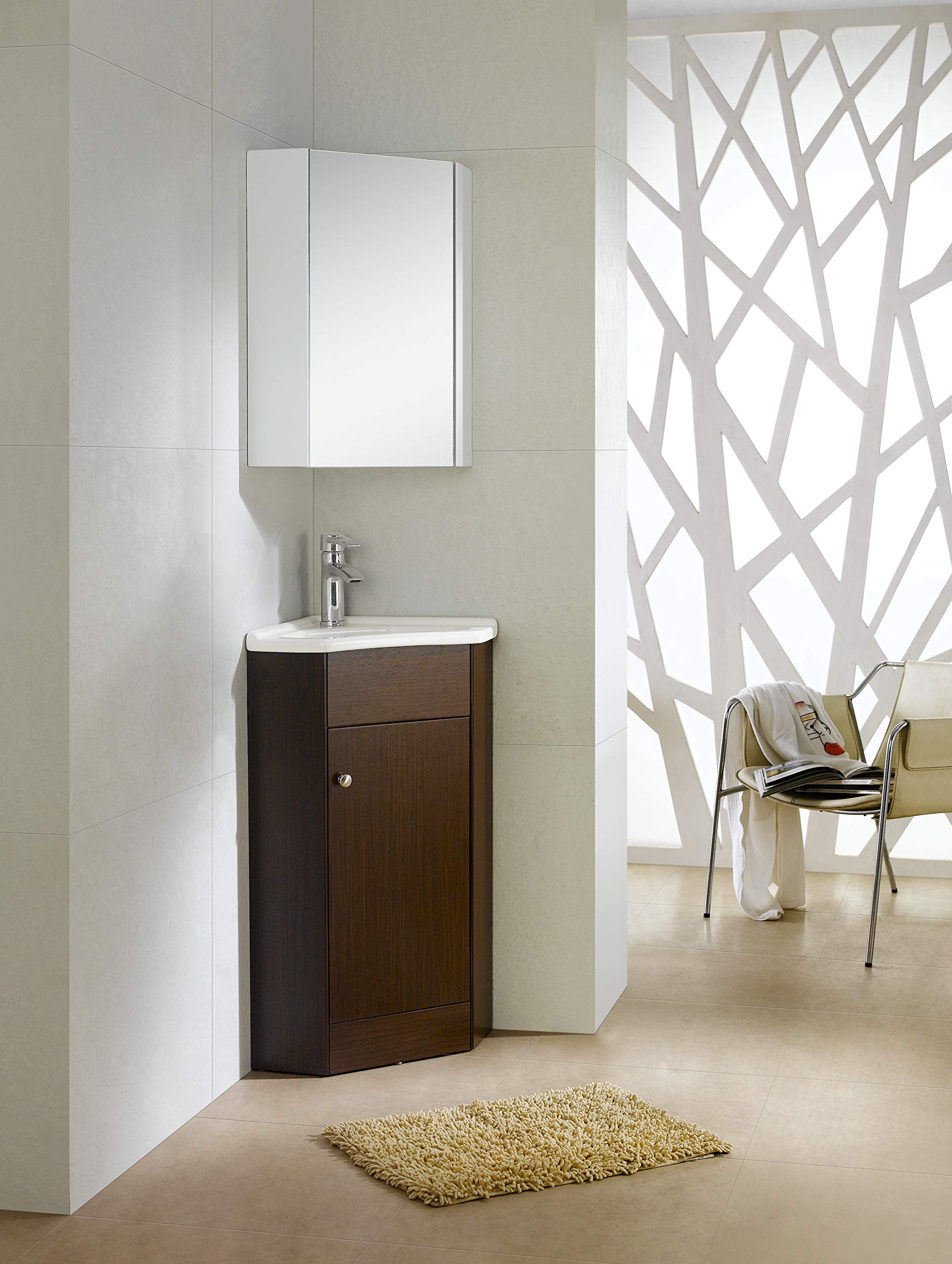 Fine Fixtures - Corner Bathroom Vanity and Sink, Wenge - Englewood Collection