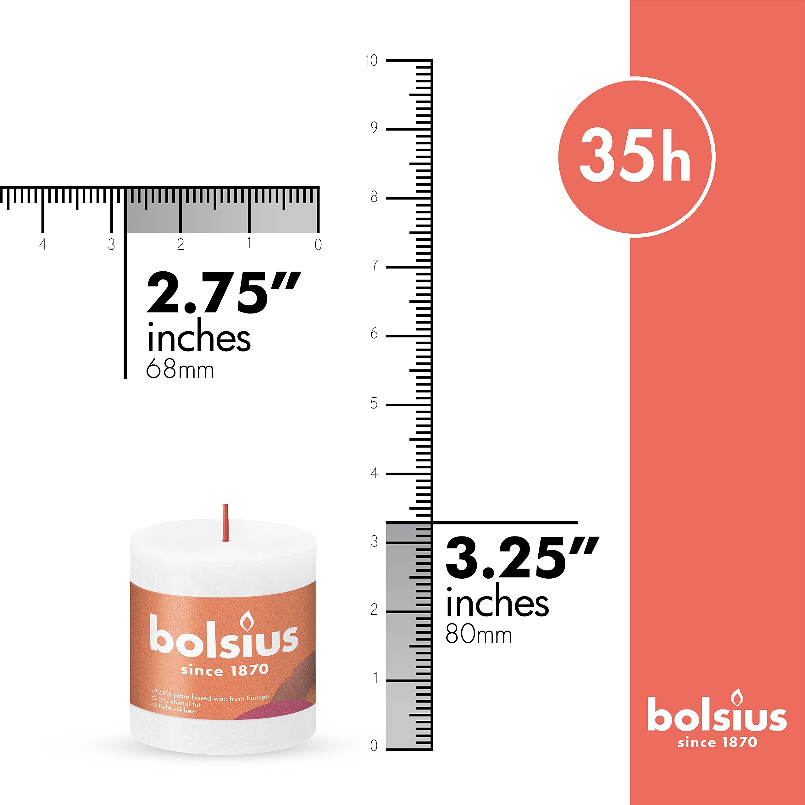 BOLSIUS Soft Pink Rustic Pillar Candles 6 Pack Bulk - 2.75 x 3.25 Inches - 30 Hours Burn Time - Premium European Quality - Smooth And Smokeless Flame - Unscented Dripless Wedding & Party Décor Candles